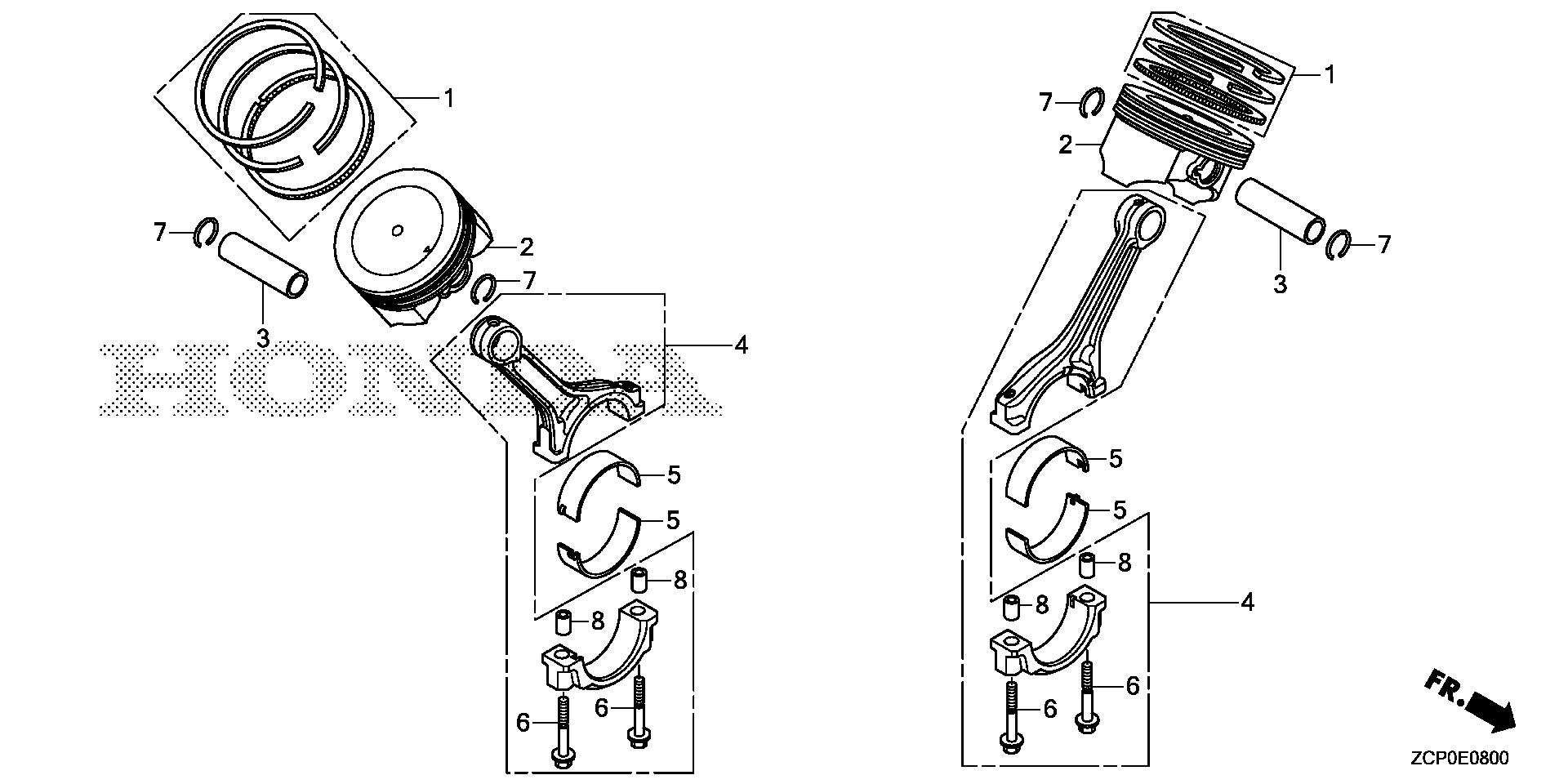 Parts for Engines GX GX690 GX690RHX TXF2 GCAPH-2000001-9999999 PISTON ...
